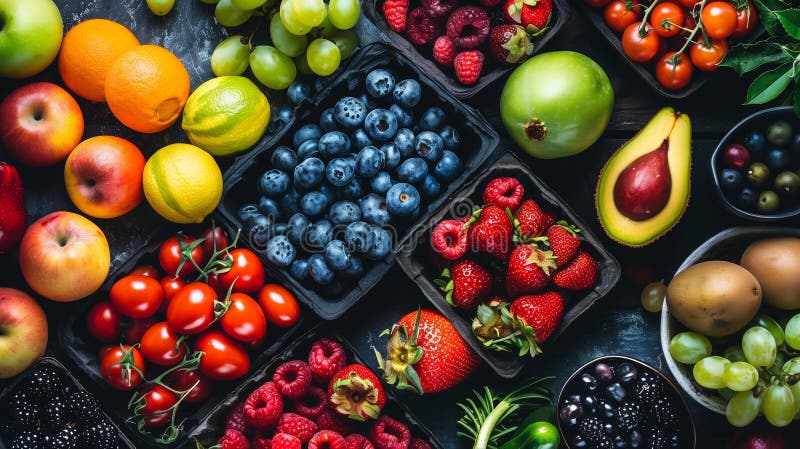 Assortment of Different Fruit and Vegetable Stock Illustration ...