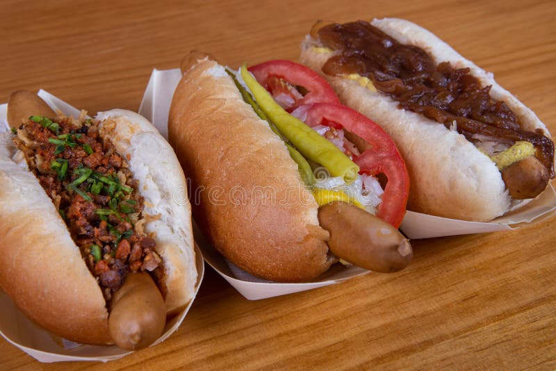 Assortment of Different Homemade Hot Dogs Stock Image - Image of tomato ...