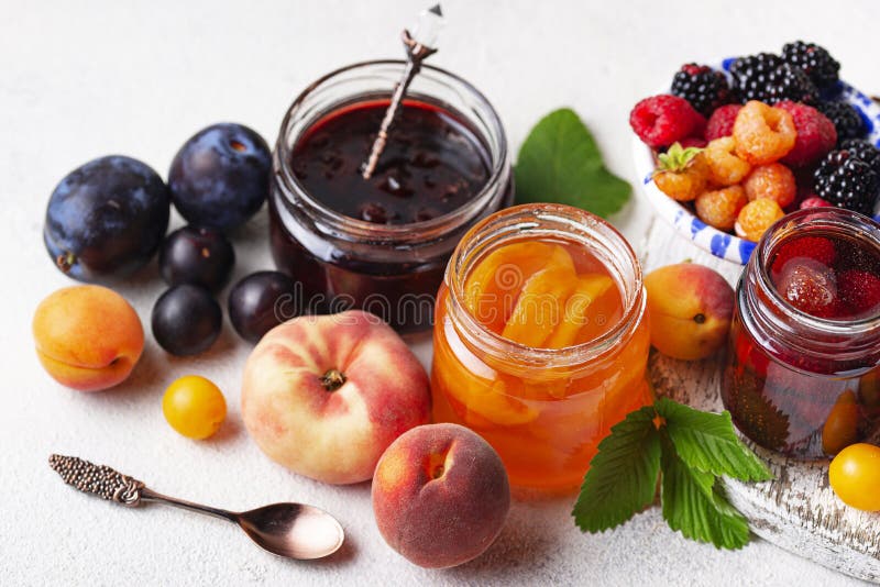 Assortment of Different Jams in Jars Stock Photo - Image of assorted ...