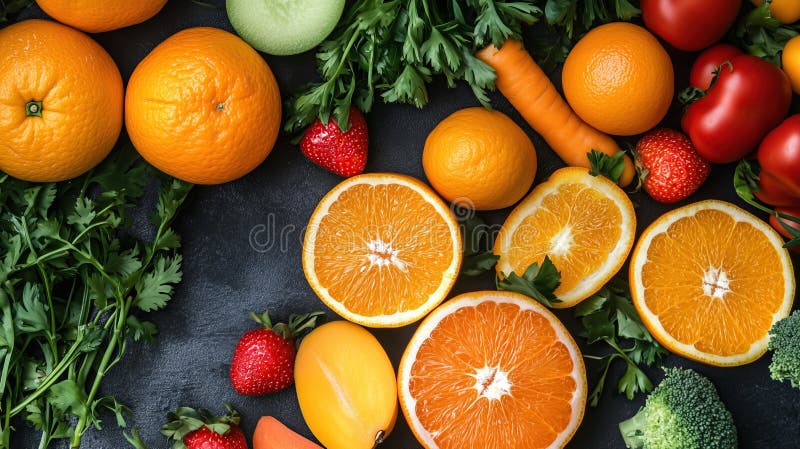 Assortment of Different Orange Fruit and Vegetable Stock Photo - Image ...