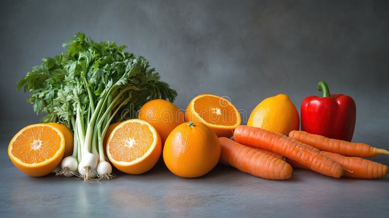 Assortment of Different Orange Fruit and Vegetable Stock Photo - Image ...
