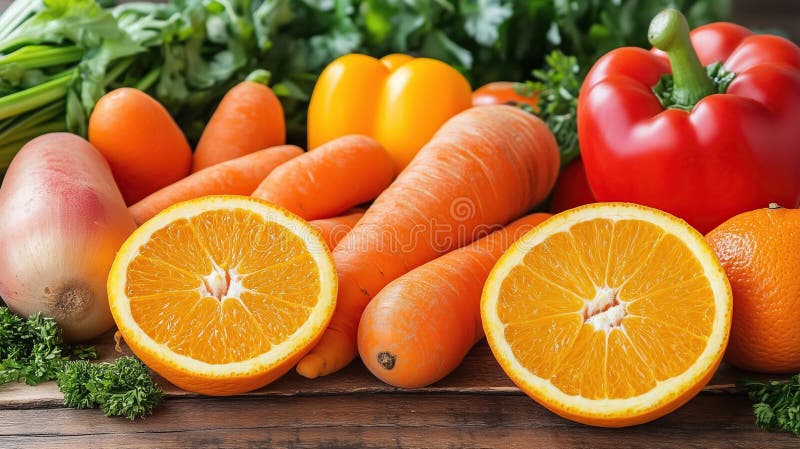 Assortment of Different Orange Fruit and Vegetable Stock Photo - Image ...