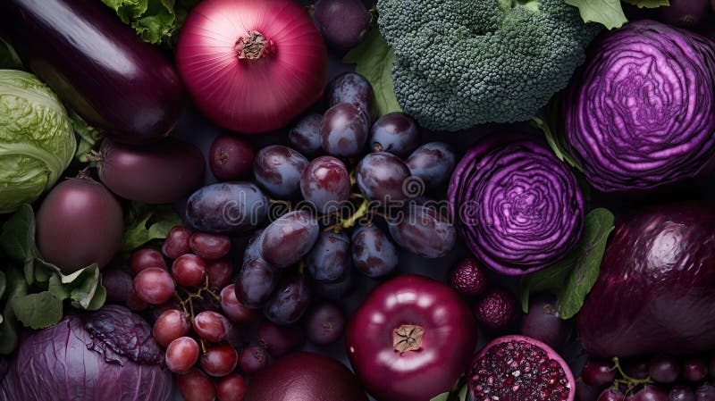 Assortment of Different Purple Fruit and Vegetable Stock Image - Image ...