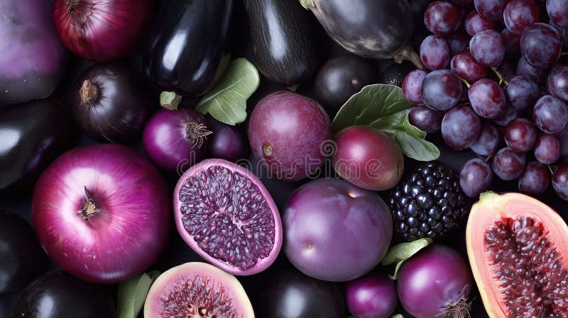 Assortment of Different Purple Fruit and Vegetable Stock Photo - Image ...
