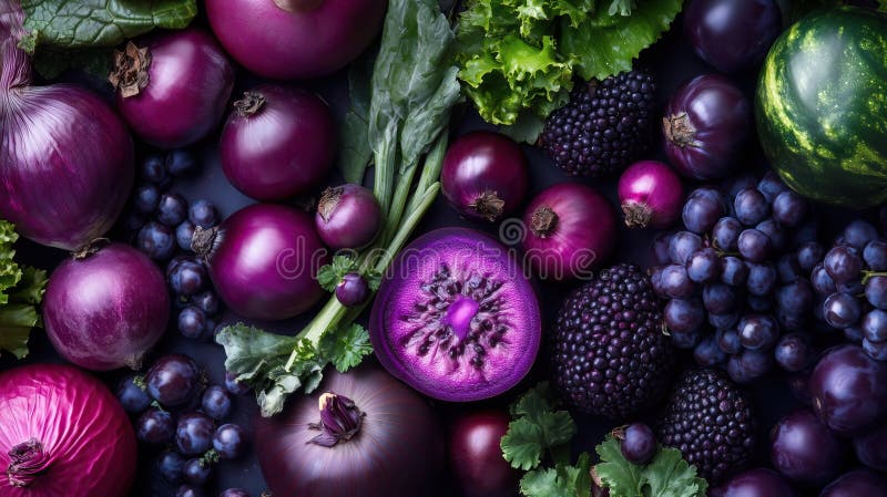 Assortment of Different Purple Fruit and Vegetable Stock Photo - Image ...
