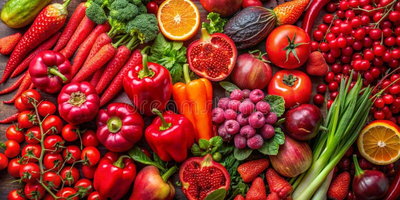 Assortment of Different Red Fruit and Vegetable AI-Generated Content ...