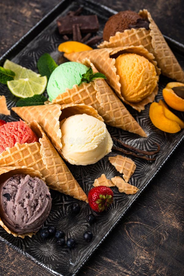 Assortment of Different Taste of Ice Cream Stock Photo - Image of ...