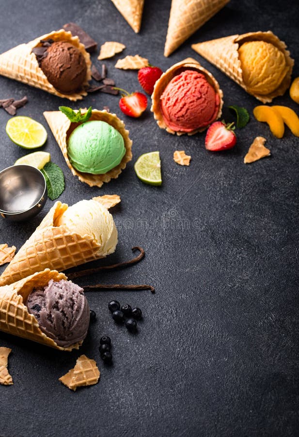 Assortment of Different Taste of Ice Cream Stock Photo - Image of cold ...