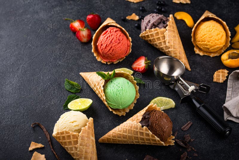 Assortment of Different Taste of Ice Cream Stock Photo - Image of food ...