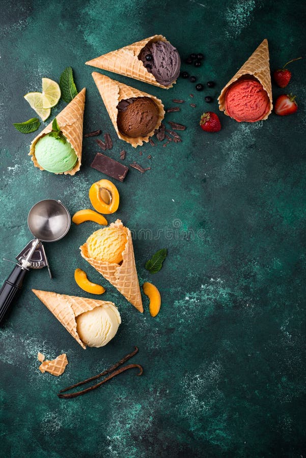Assortment of Different Taste of Ice Cream Stock Photo - Image of lime ...