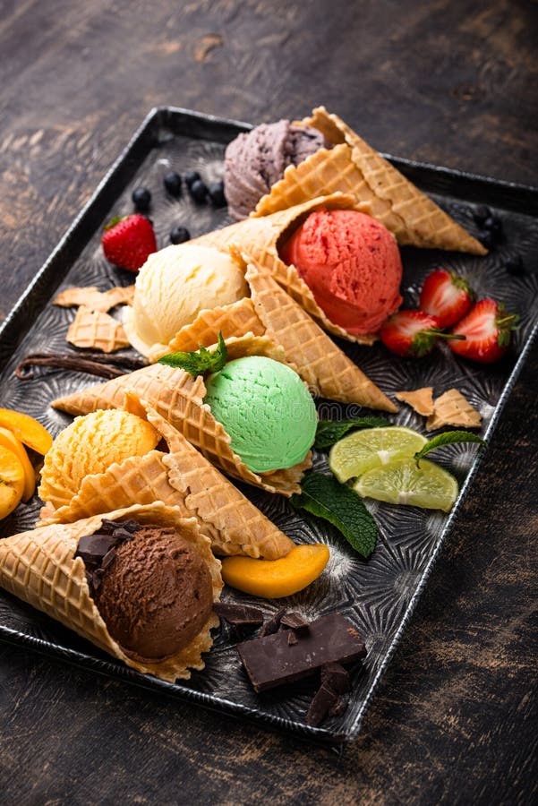 Assortment of Different Taste of Ice Cream Stock Photo - Image of fruit ...