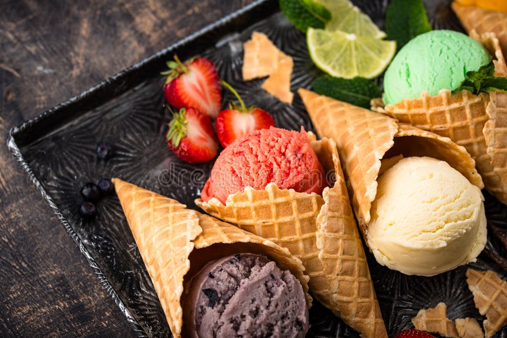 Assortment of Different Taste of Ice Cream Stock Photo - Image of dairy ...