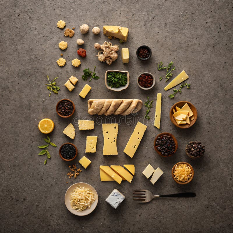 An Assortment of Different Types of Cheese Stock Illustration ...