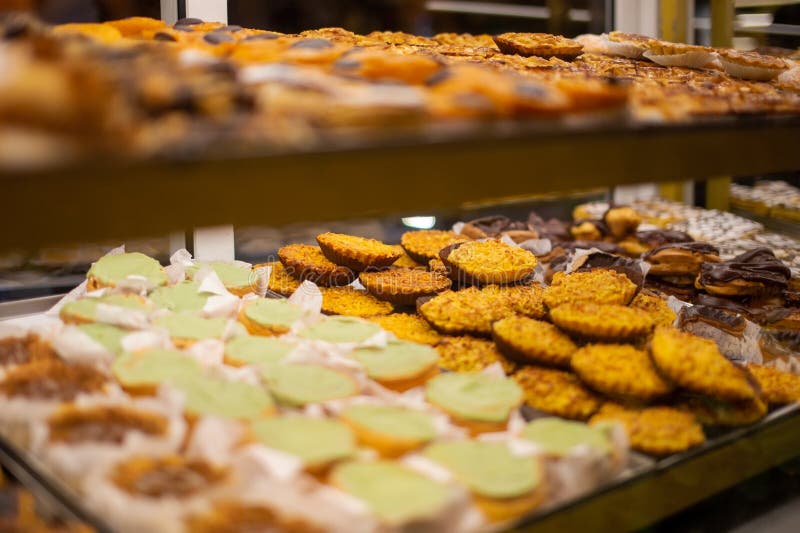 Assortment of Different Types of Cookies on Display in a Shop Window ...
