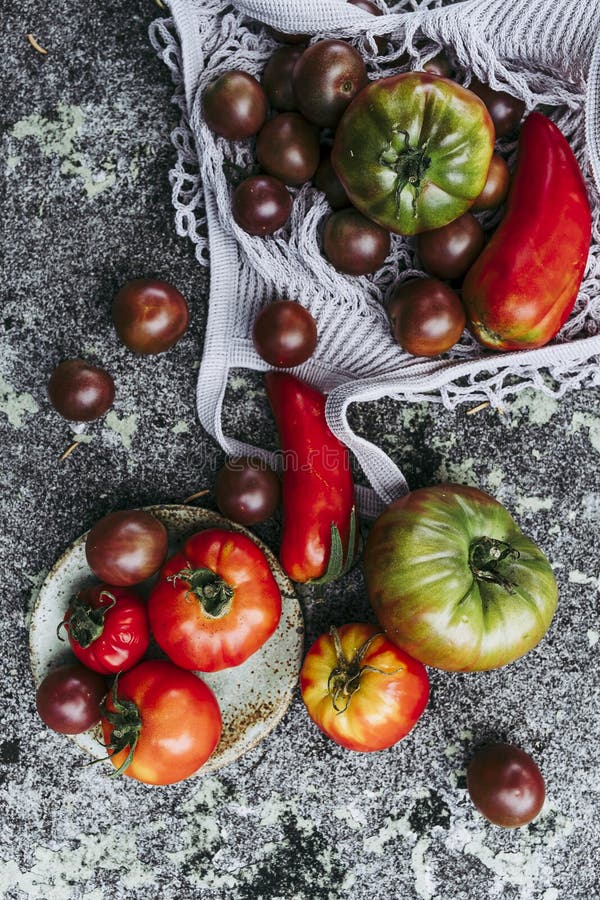 Assortment of Different Varieties of Fresh Tomatoes from the Vegetable ...