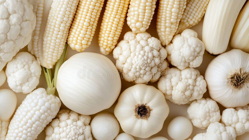 Assortment of Different White Fruit and Vegetable Stock Photo - Image ...