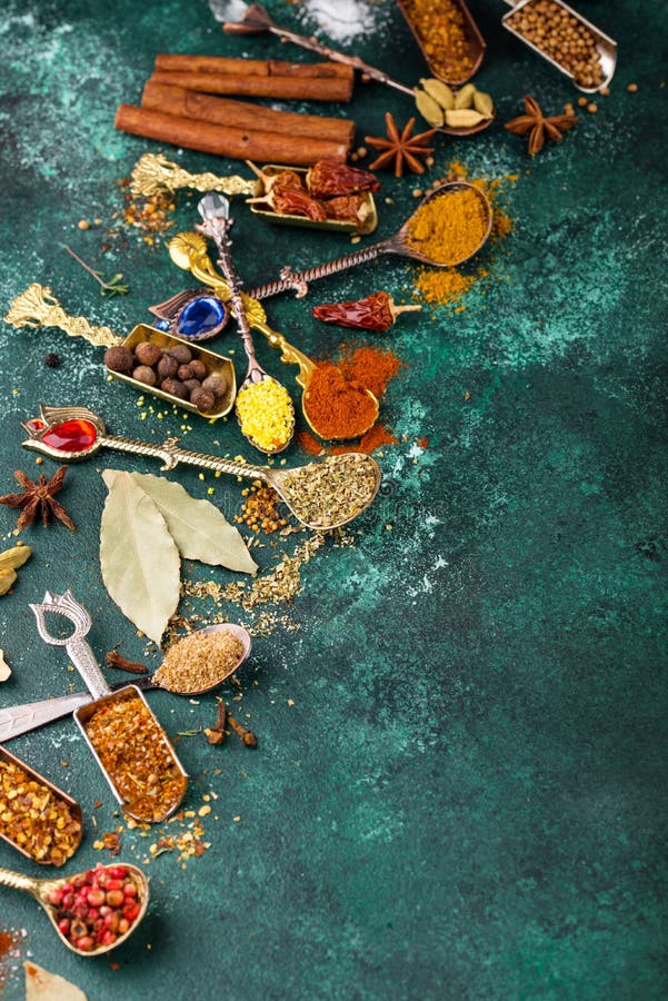Assortment of Diffferent Indian Spices and Herbs Stock Photo - Image of ...