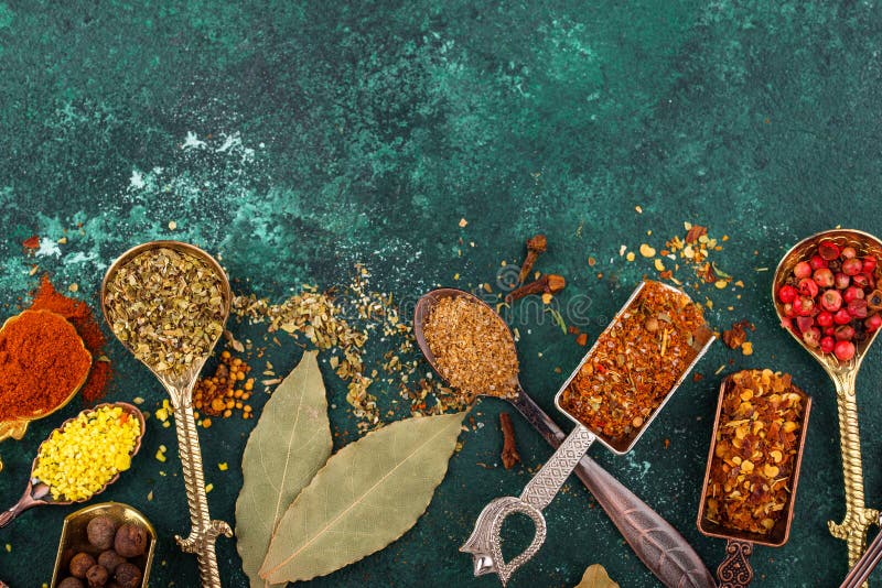 Assortment of Diffferent Indian Spices and Herbs Stock Photo - Image of ...