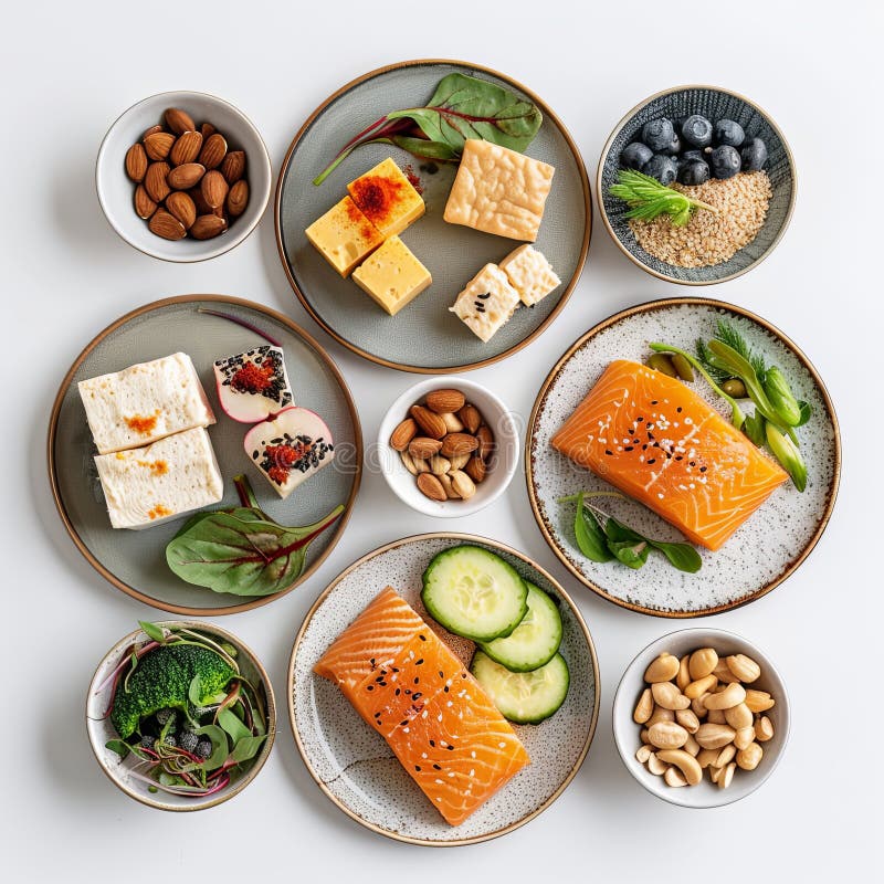 An Assortment of Dishes with Various Food Types and Tableware on ...