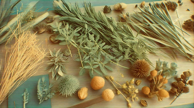 An Assortment of Dried Herbs and Botanicals is Arranged on a Flat ...