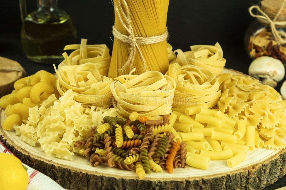 Assortment of Dried Pasta, Place for Text Stock Image - Image of ...