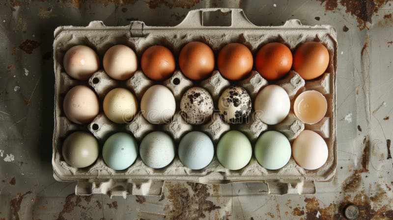 Assortment of Eggs in a Carton Stock Image - Image of life, blue: 330172749
