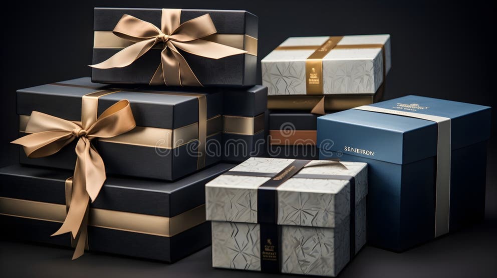An Assortment of Elegantly Designed Gift Boxes Featuring Luxurious ...