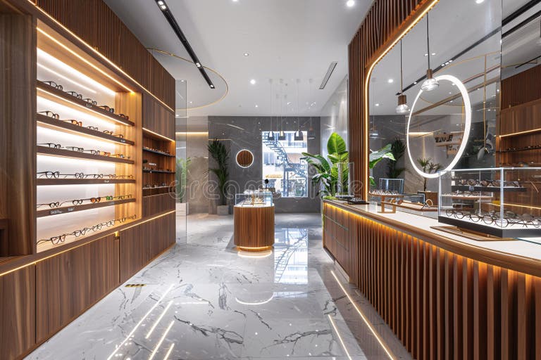 Assortment of Eyeglasses on Display in the Modern Optical Shop Stock ...