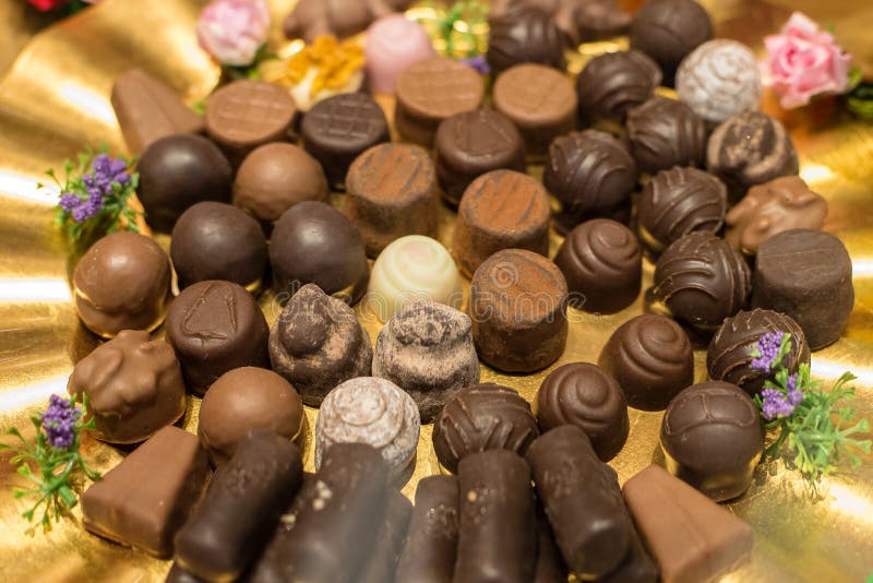 An Assortment of Fine Chocolates Stock Image - Image of food, collage ...