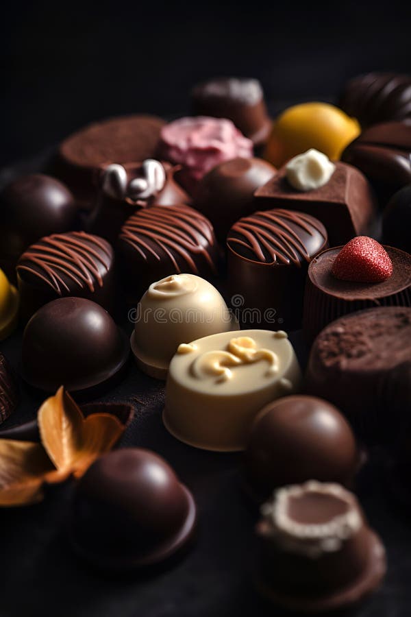 An Assortment of Fine Chocolates. Chocolate Candies with Various ...