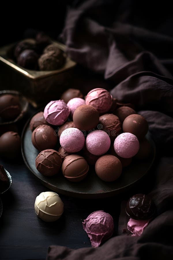 An Assortment of Fine Chocolates. Chocolate Candies with Various ...