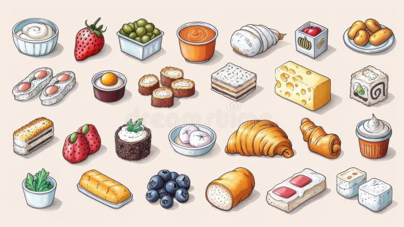 Assortment of Finger Foods, Appetizers, Desserts, and Snacks Stock ...