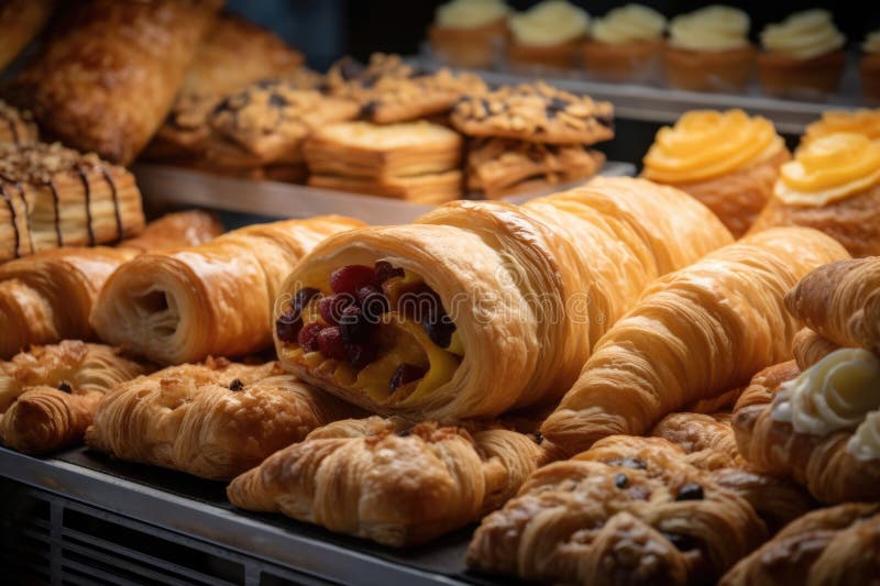 Assortment of Flaky Puff Pastries and Turnovers, Ready for Purchase in ...
