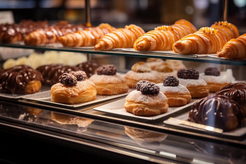 Assortment of French Pastries on Display Stock Image - Image of bakery ...