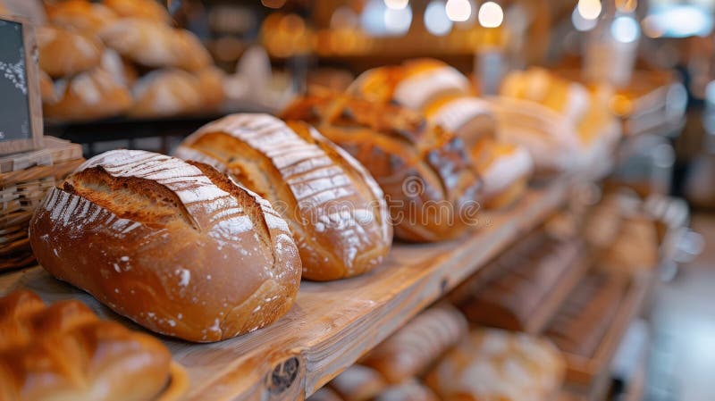 Assortment of Fresh Bread Loaves in a Bakery Setting Stock Image ...