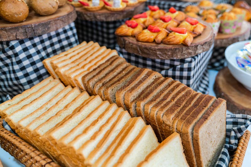 Assortment of Fresh Bread on Table in Buffet Stock Photo - Image of ...