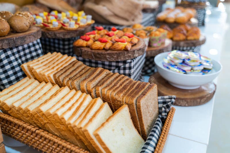 Assortment of Fresh Bread on Table in Buffet Stock Photo - Image of ...