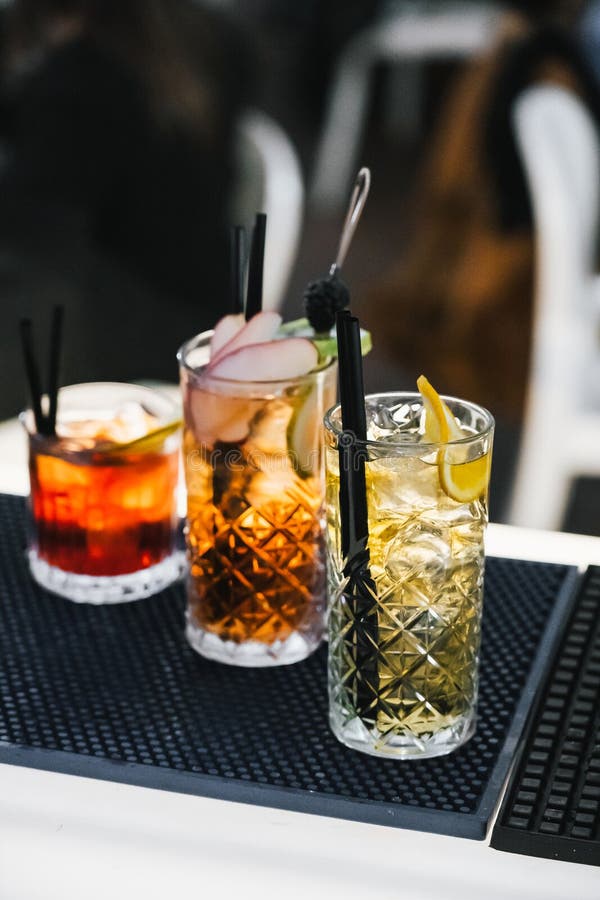 Assortment Fresh Cocktails on the Bar Counter. Stock Photo - Image of ...