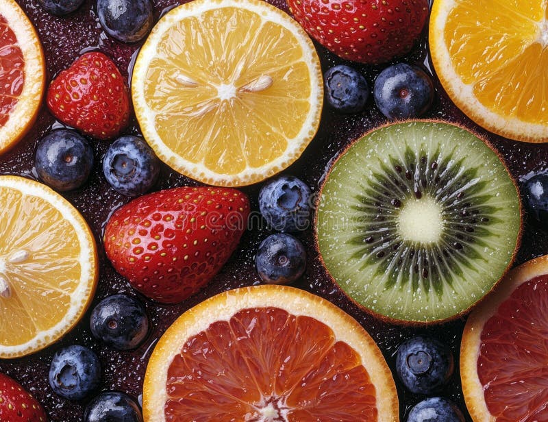 Assortment of Fresh, Colorful Fruits Stock Illustration - Illustration ...