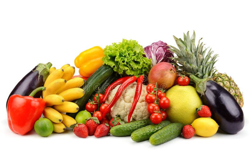 Assortment Fresh Fruits and Vegetables Stock Photo - Image of ...