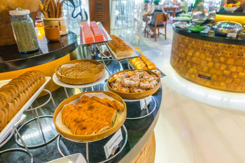 Assortment of Fresh Pastry on Table in Buffet . Stock Photo - Image of ...