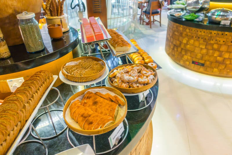 Assortment of Fresh Pastry on Table in Buffet . Stock Photo - Image of ...