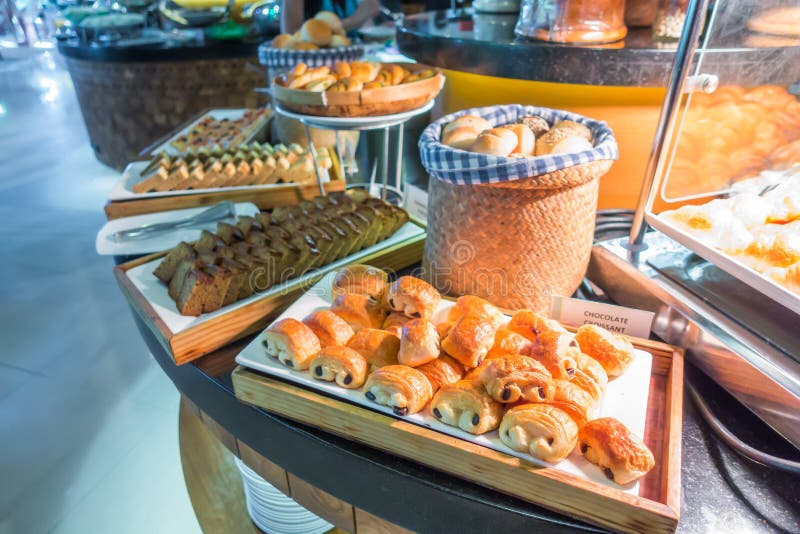 Assortment of Fresh Pastry on Table in Buffet . Stock Photo - Image of ...