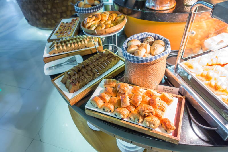 Assortment of Fresh Pastry on Table in Buffet . Stock Photo - Image of ...