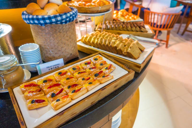 Assortment of Fresh Pastry on Table in Buffet . Stock Image - Image of ...