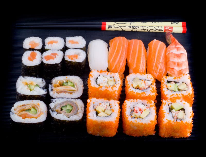 Assortment of fresh sushi. stock photo. Image of food - 7377182
