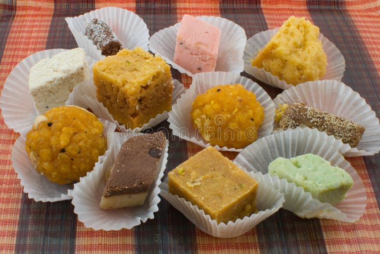 Assortment of Freshly Prepared Indian Sweets Stock Image - Image of ...