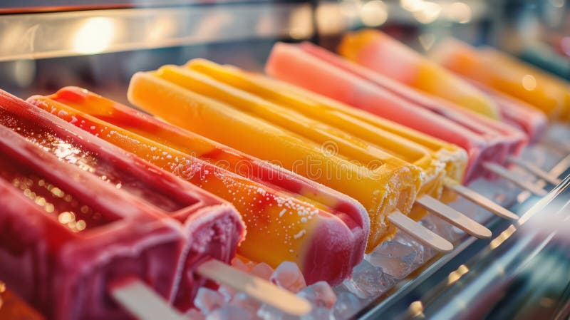 Lots of Ice Cream on the Shelf Lying on the Surface and Melting. Stock ...