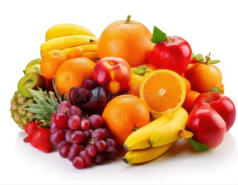 An Assortment of Fruits on a White Background Stock Illustration ...