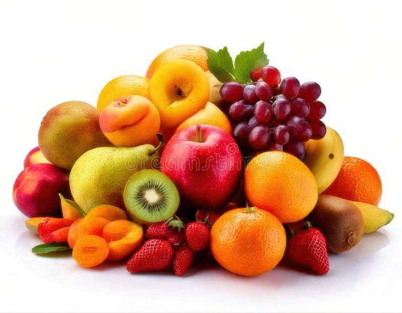 An Assortment of Fruits on a White Background Stock Illustration ...
